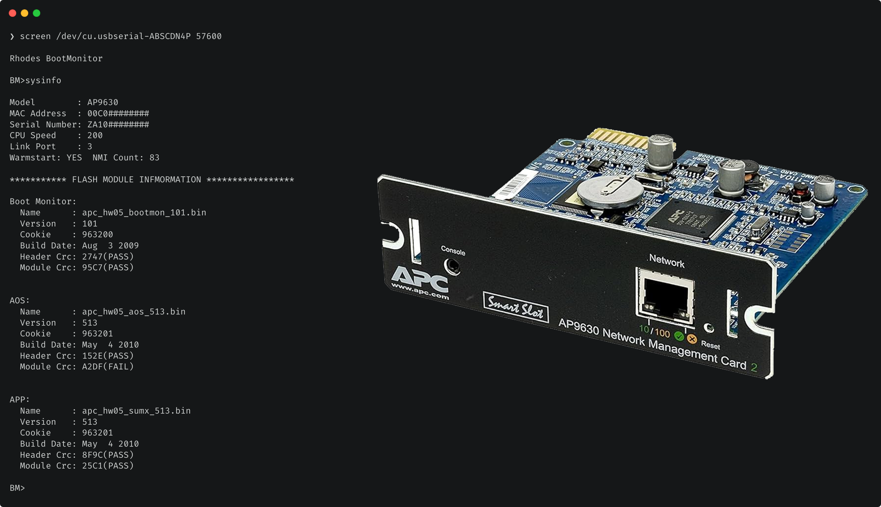 APC AP9630 NMC2 Firmware Recovery · tig's Blog